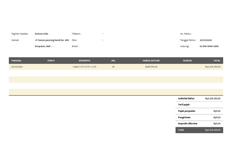 Invoice Pembelian Kabel | PDF