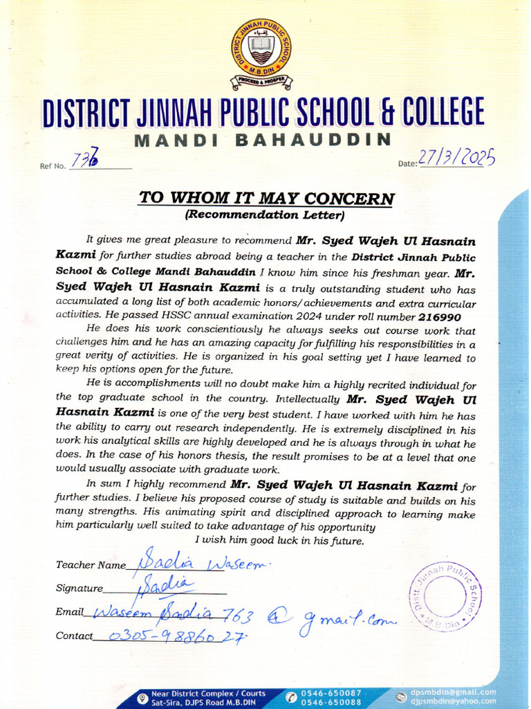 Recomendation Latter 3 | PDF