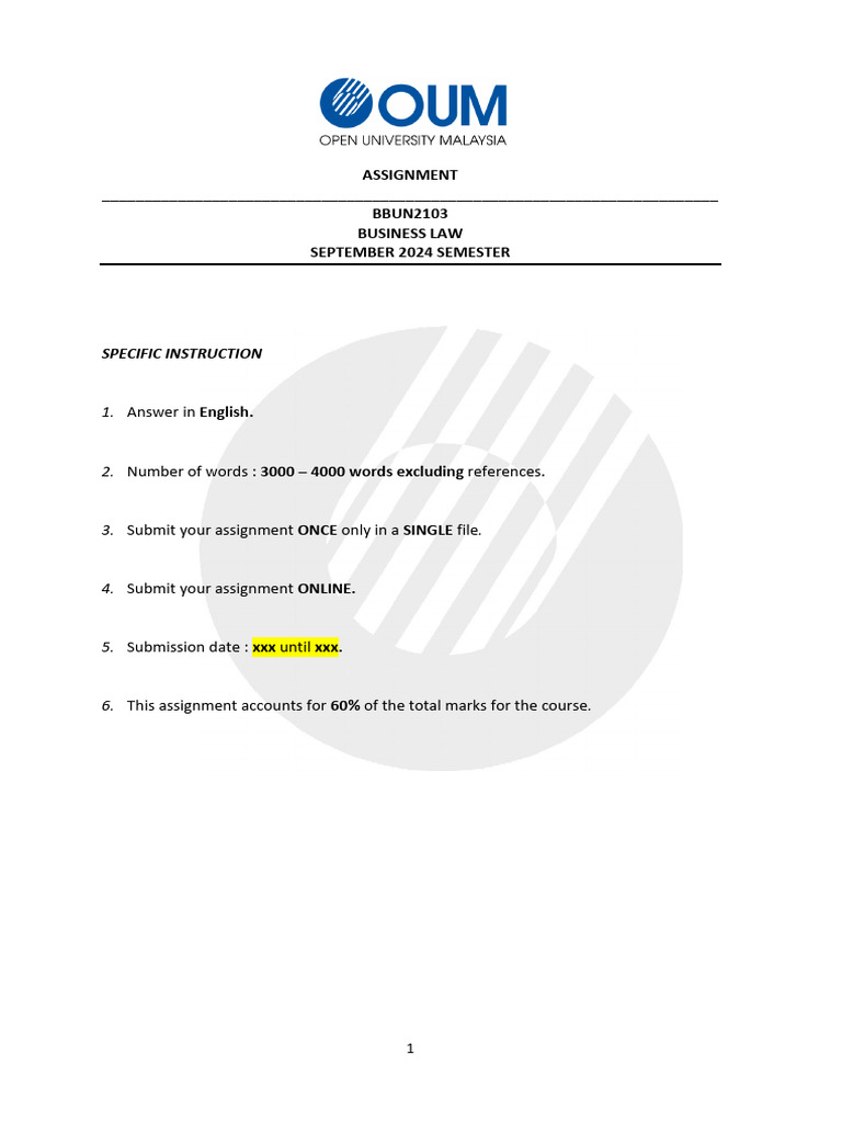 Assignment Business Law Oum | PDF