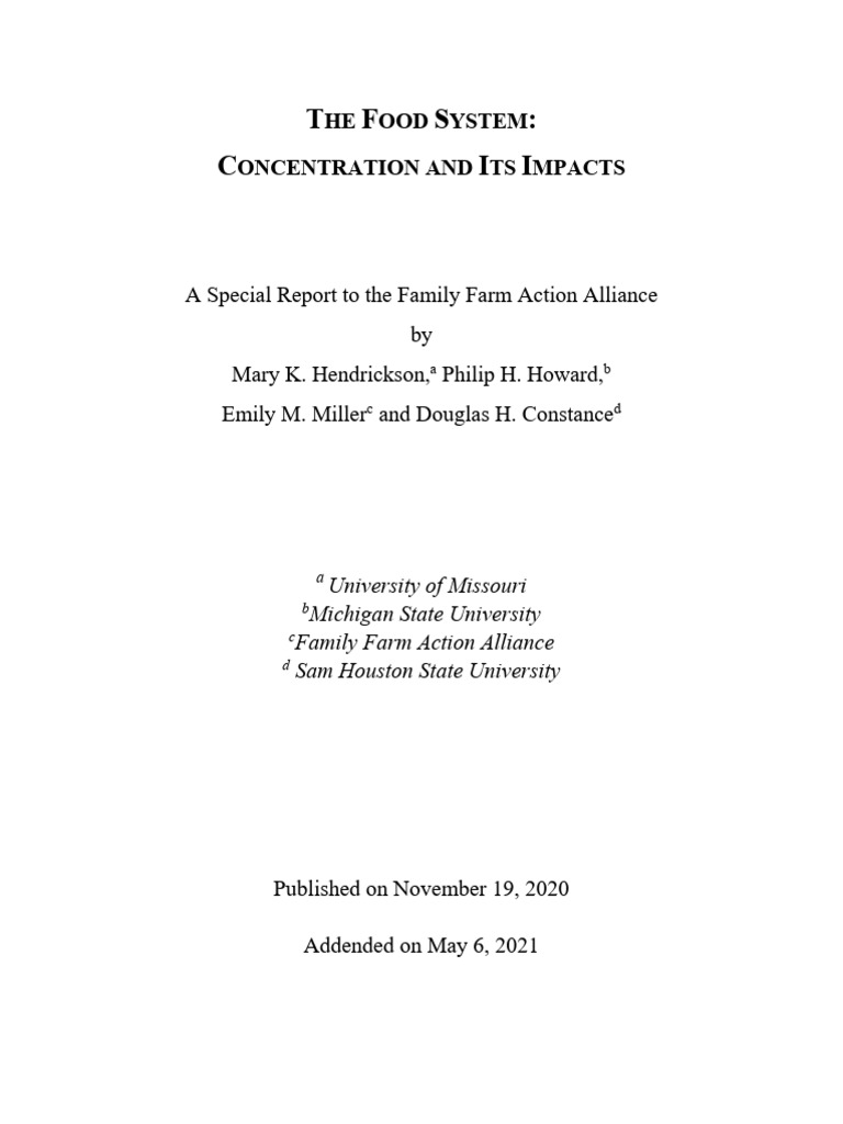 Hendrickson Et Al. 2020. Concentration and Its Impacts FINAL Addended ...