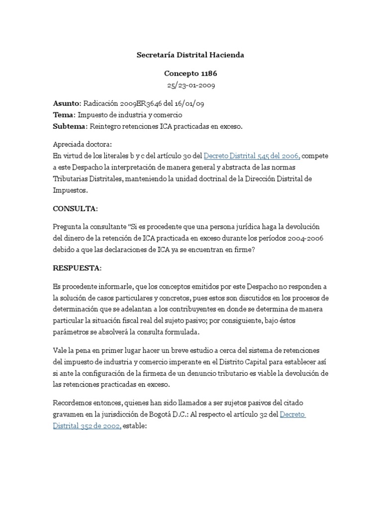 SHD Concepto 1186 de 2009 | PDF | aduana | Impuestos