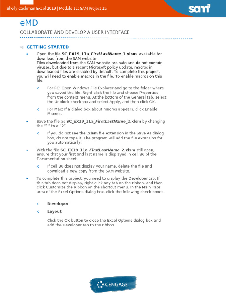 Excel 2019 SAM Project 1a Guide | PDF | Microsoft Excel | Software