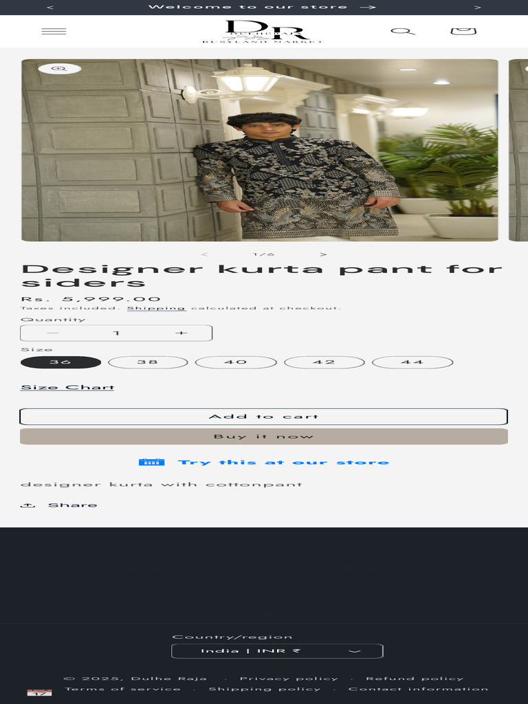 Designer Kurta Pant For Siders - Dulhe Raja 2 | PDF