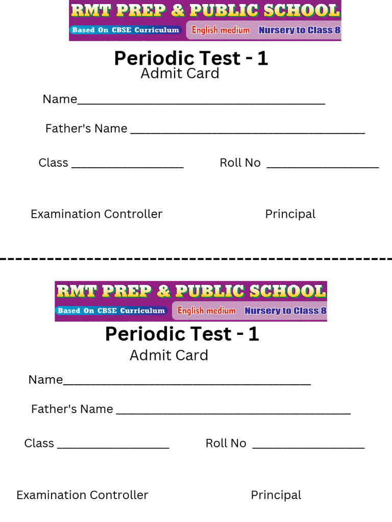 Periodic Test - 1 Admit Card | PDF