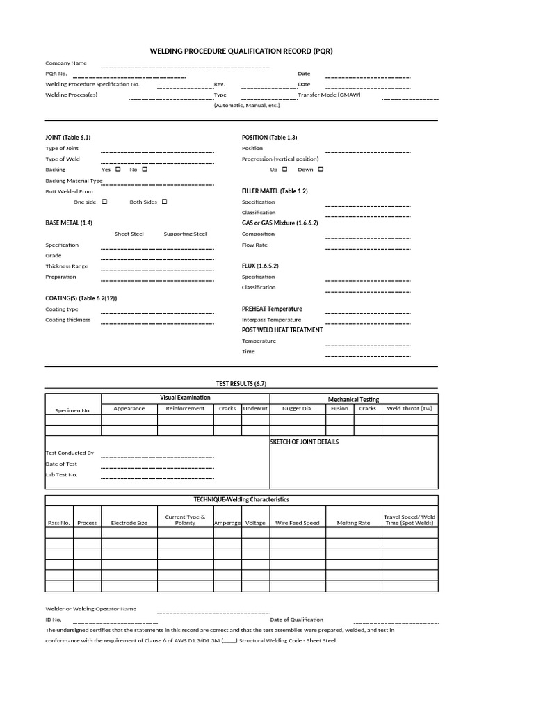 WPS & PQR Aws D1.3 | PDF