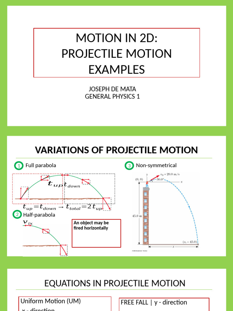 Week6 - Projectile Motion - Examples 1 | PDF | Velocity | Mechanics