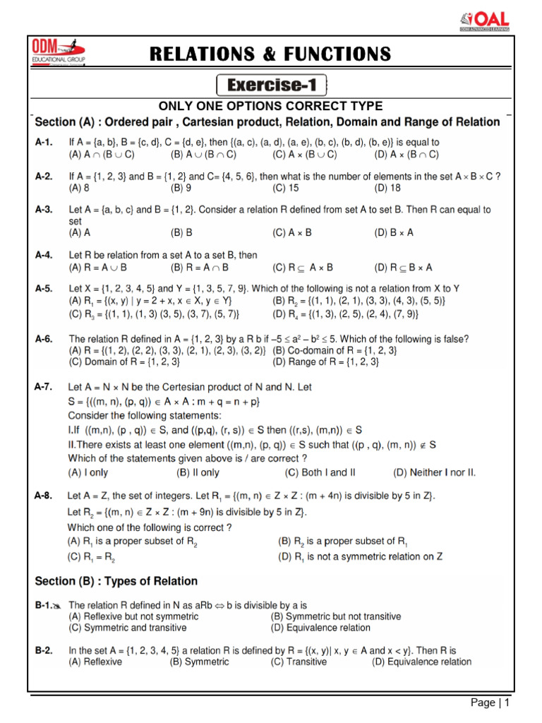 Relations & Functions and Inverse Trignometric Functions-2 | PDF | Function (Mathematics ...