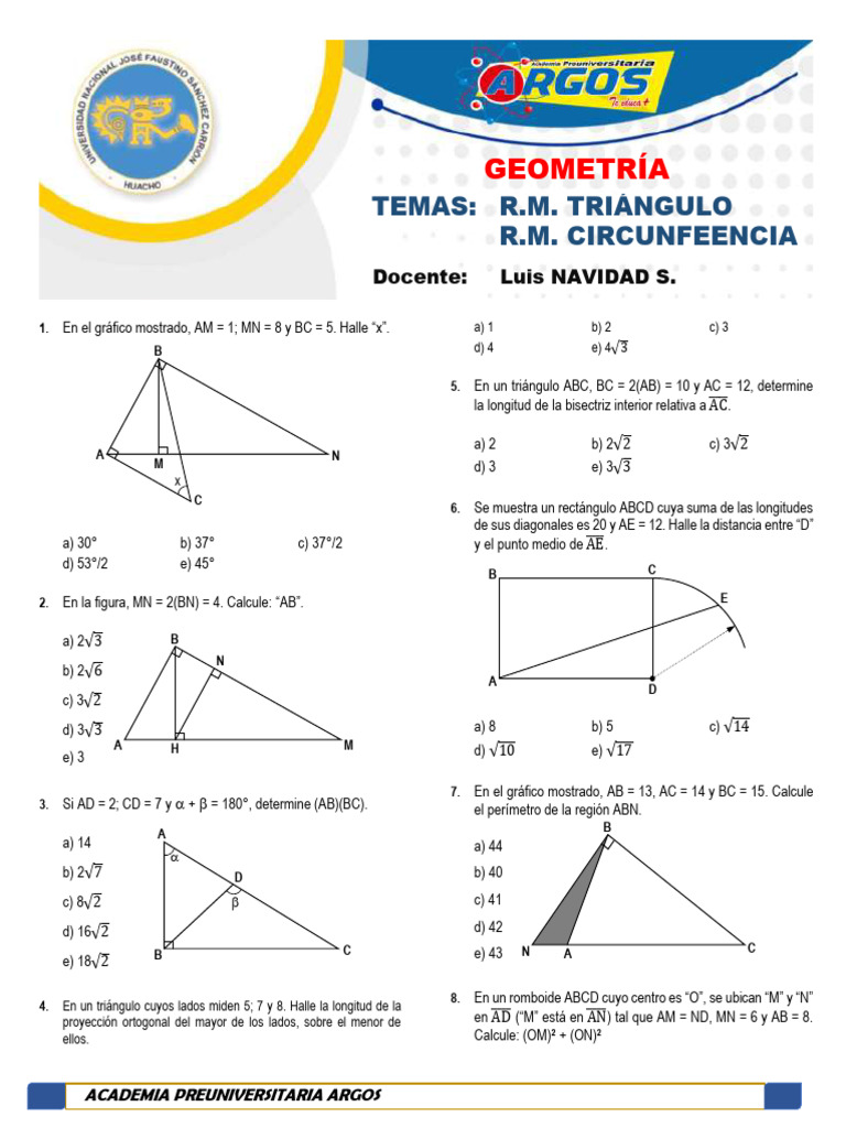 Repaso 3 RM en El Triángulo y Circunferencia | PDF | Triángulo | Euclides