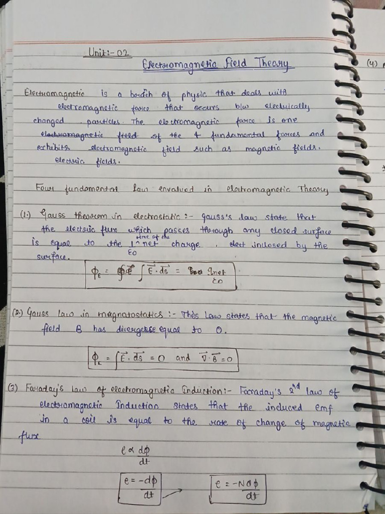 Physics Unit 2 Electromagnetic Field Theory | PDF