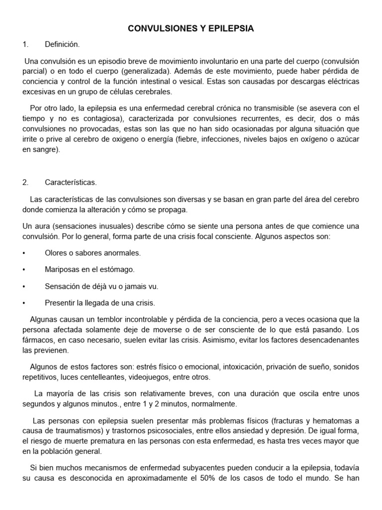 Convulsiones y Epilepsia: Definición y Tipos | PDF | Epilepsia ...