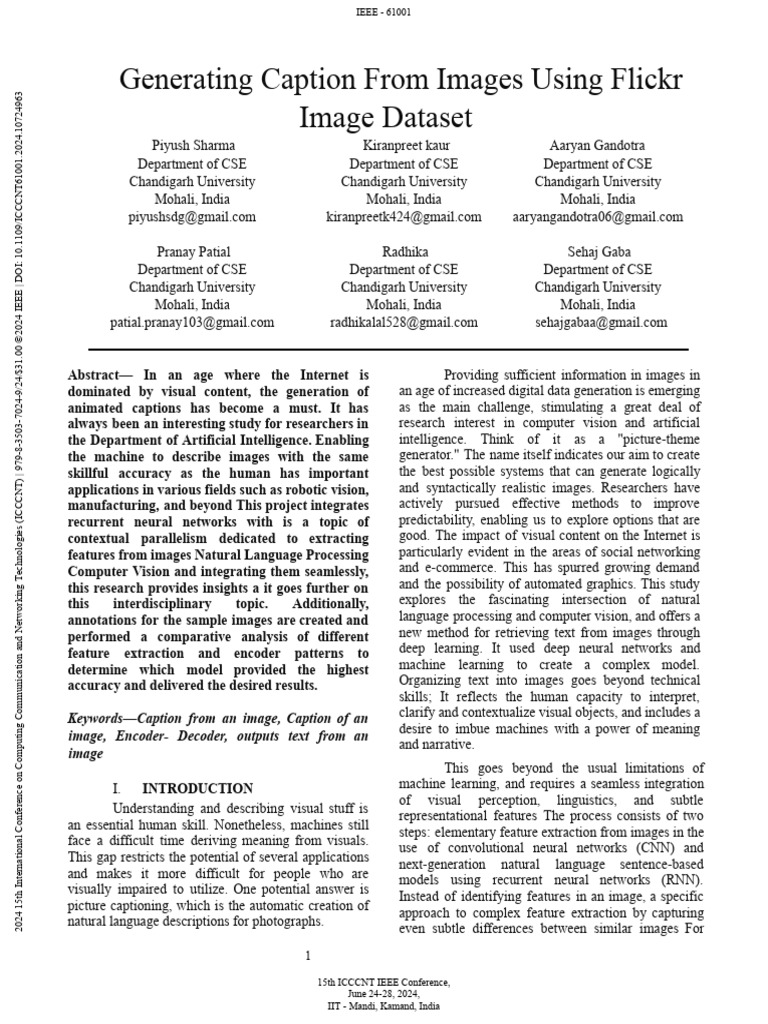 Generating Caption From Images Using Flickr Image Dataset | PDF | Deep Learning | Attention