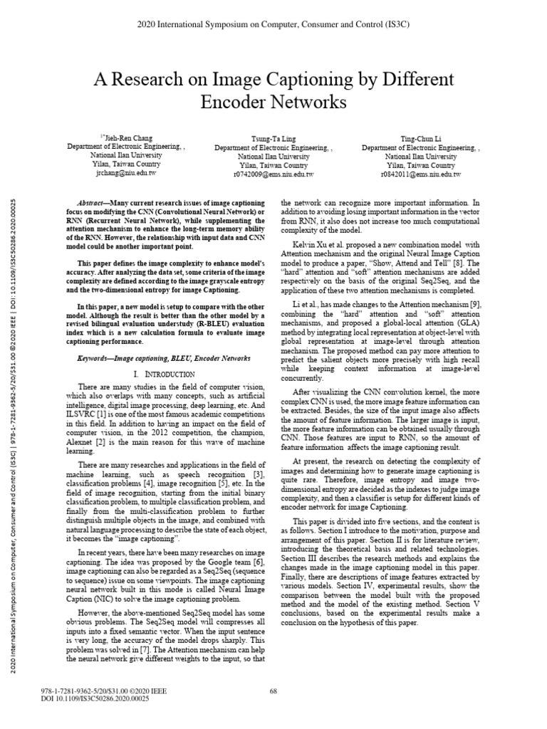 A Research On Image Captioning by Different Encoder Networks | PDF ...
