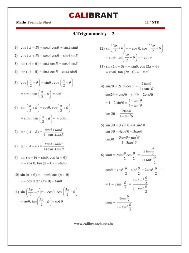 Maths I - 3 - Trigonometry 2 | PDF