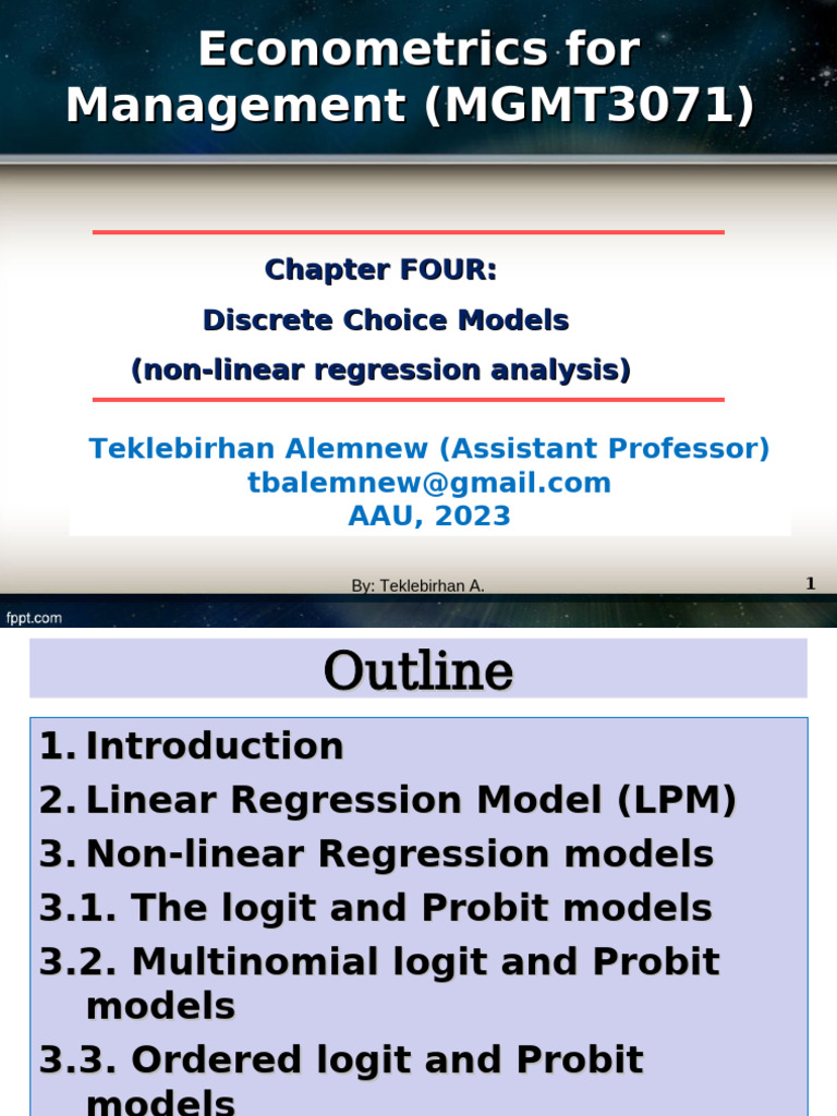 CH-4-Discrete Choice Models-short | PDF | Logistic Regression ...