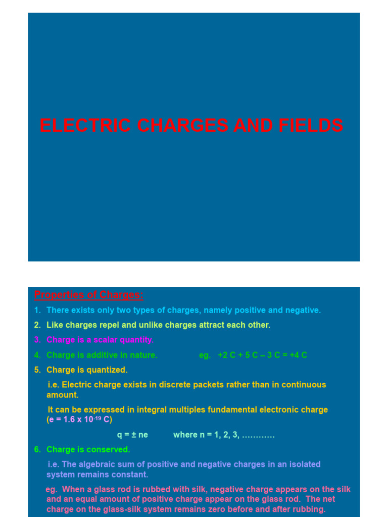 Ch-1 Electric Charges and Field | PDF | Electric Charge | Electric Field