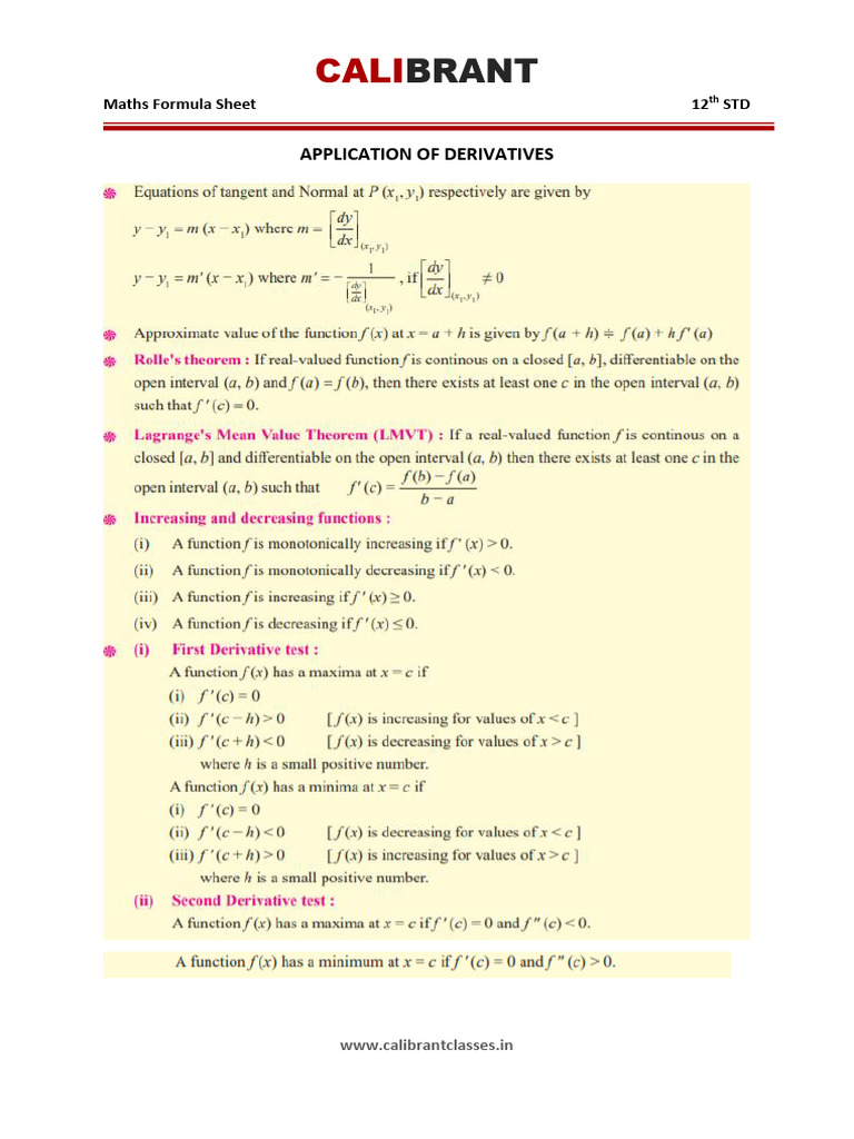 Maths II - 2 - AOD Formula | PDF