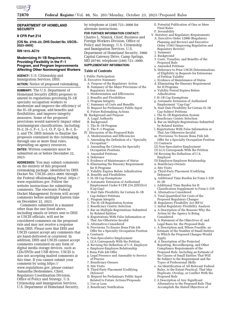 Modernizing H-1B Requirements, Providing Flexibility in The F-1 Program ...