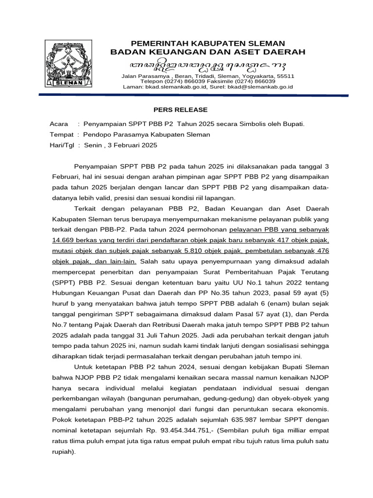 Pers Release SPPT 2025 | PDF