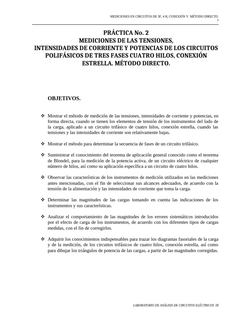 Pract - 2 - Med - 3F - 4h-Y-Md | PDF | Energia electrica | Corriente eléctrica