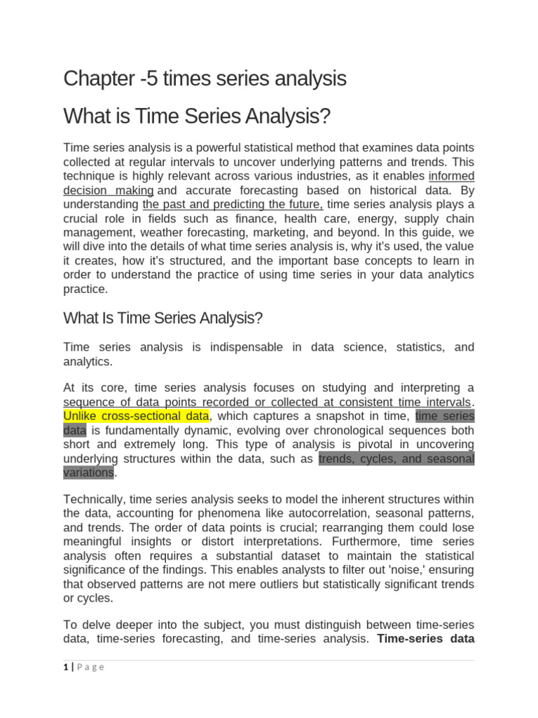 Chapter 5 Time Series Analysis | PDF | Stationary Process | Time Series