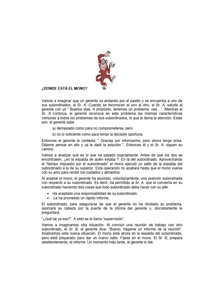 El Mono en la Gestión Empresarial | PDF
