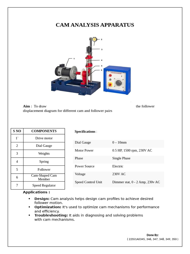 Cam Analysis Apparatus | PDF