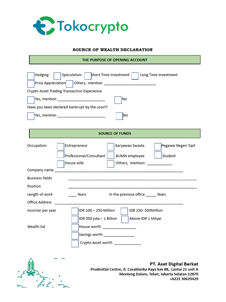 Source of Wealth Declaration EN | PDF | Banks | Personal Finance