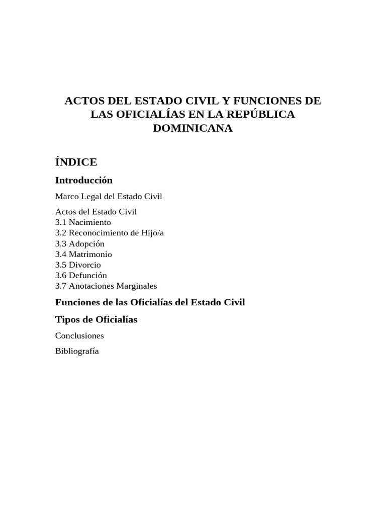 Actos y Funciones del Estado Civil RD | PDF | Divorcio | Certificado de ...