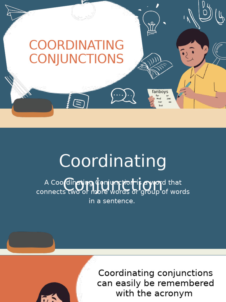 Coordinating Conjunctions English Presentation in Blue Orange Abstract ...
