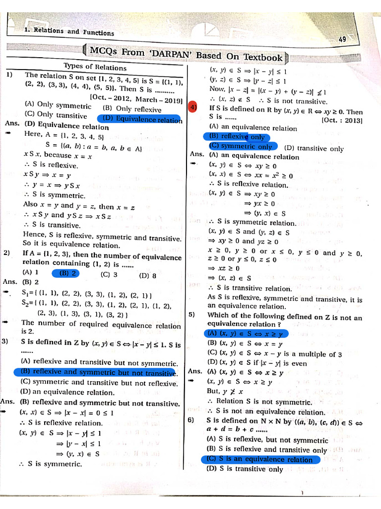 12th Maths Darpan MCQs (EM) (GSEBMaterial - Com) | PDF
