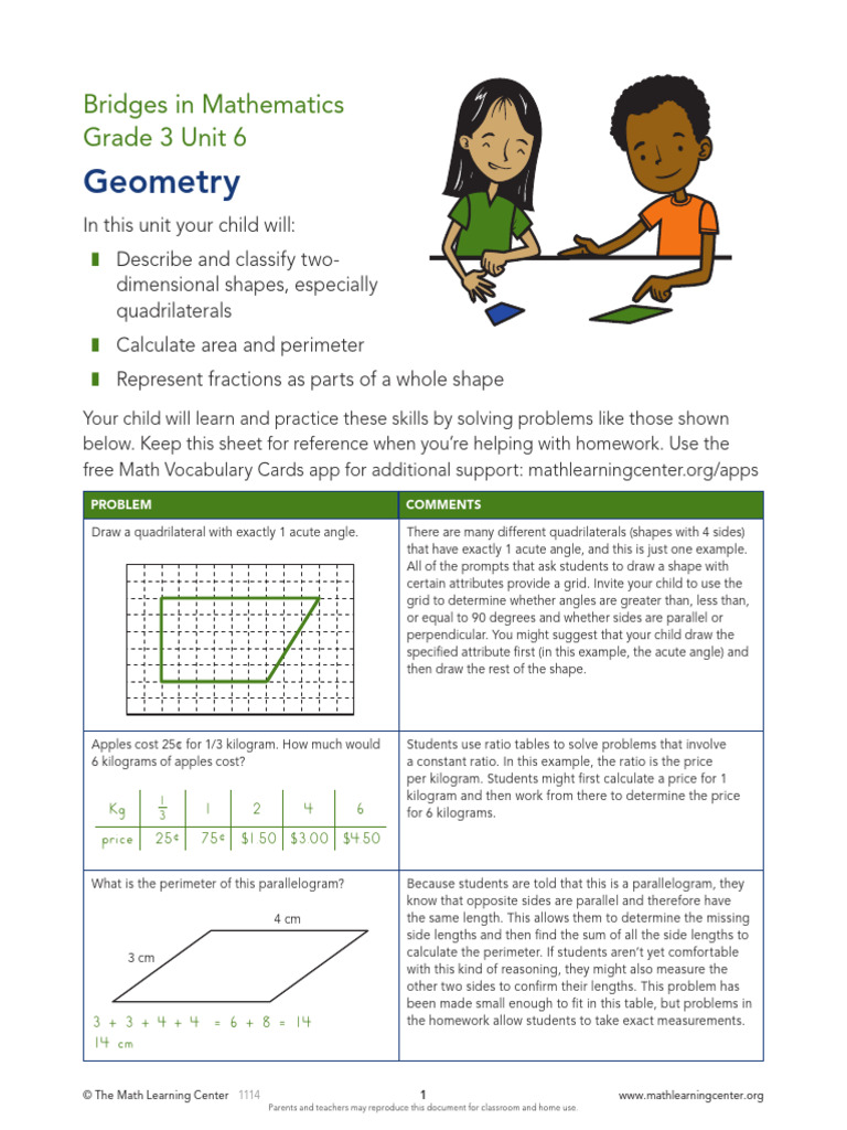 Unit 6 Bridges Family Letter | PDF | Shape | Mathematics