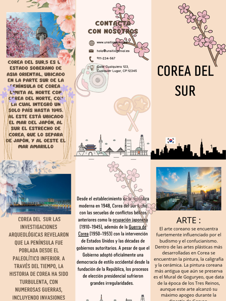 Folleto Tríptico Fiestas para NIños Infantil Bonito Beige y Blanco PDF | PDF | Corea | Corea del Sur