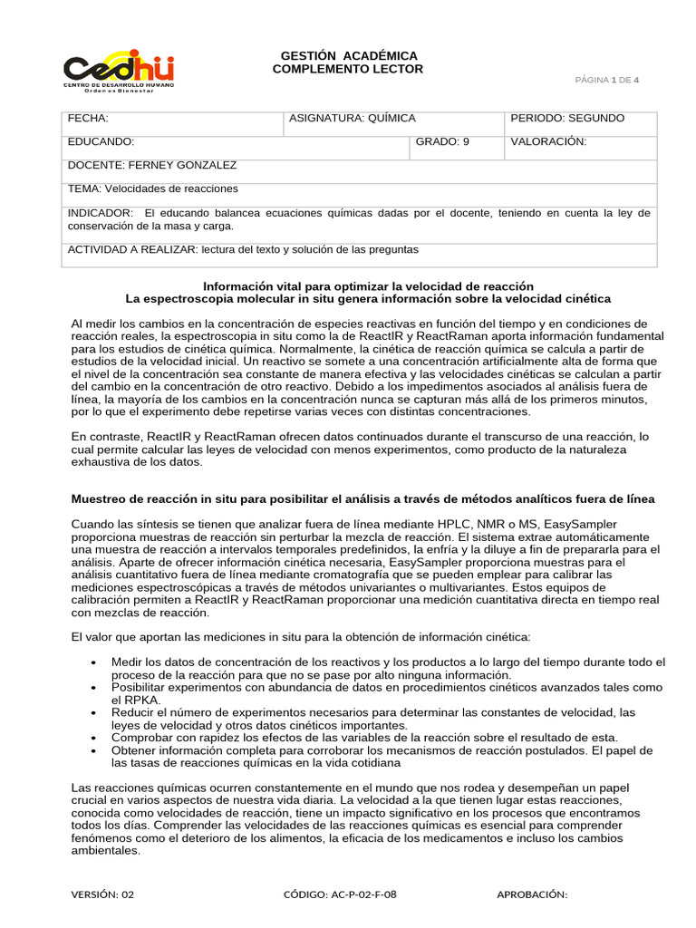 Complemento Lector Quimica 92P | PDF | Medicamentos con receta | Cinética química