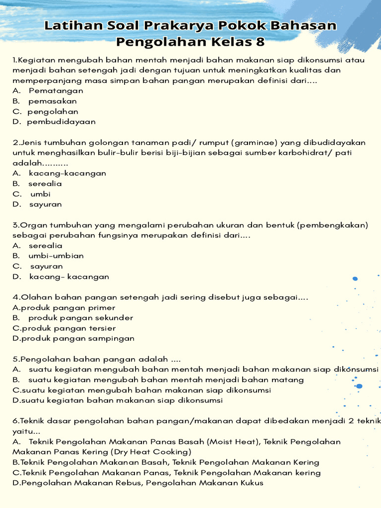Latihan Soal Pas Prakarya Kelas 8 SMT 2 | PDF
