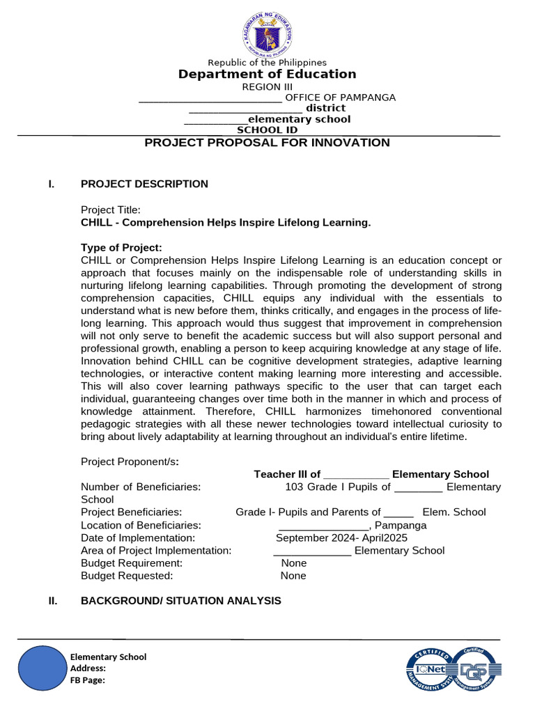 Project-Proposal-for - CHILL | PDF | Learning | Metacognition
