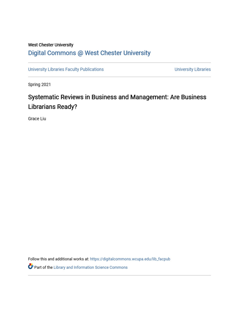 Systematic Reviews in Business | PDF | Systematic Review | Libraries
