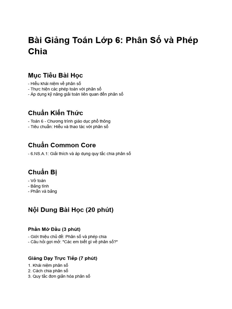 Grade Level 6 - Math Lesson Plan | PDF