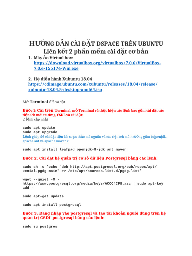NG D N Cài Đ T Dspace Trên Ubuntu Liênkt2phnmmcàiđtc BN: 1. Máy o ...