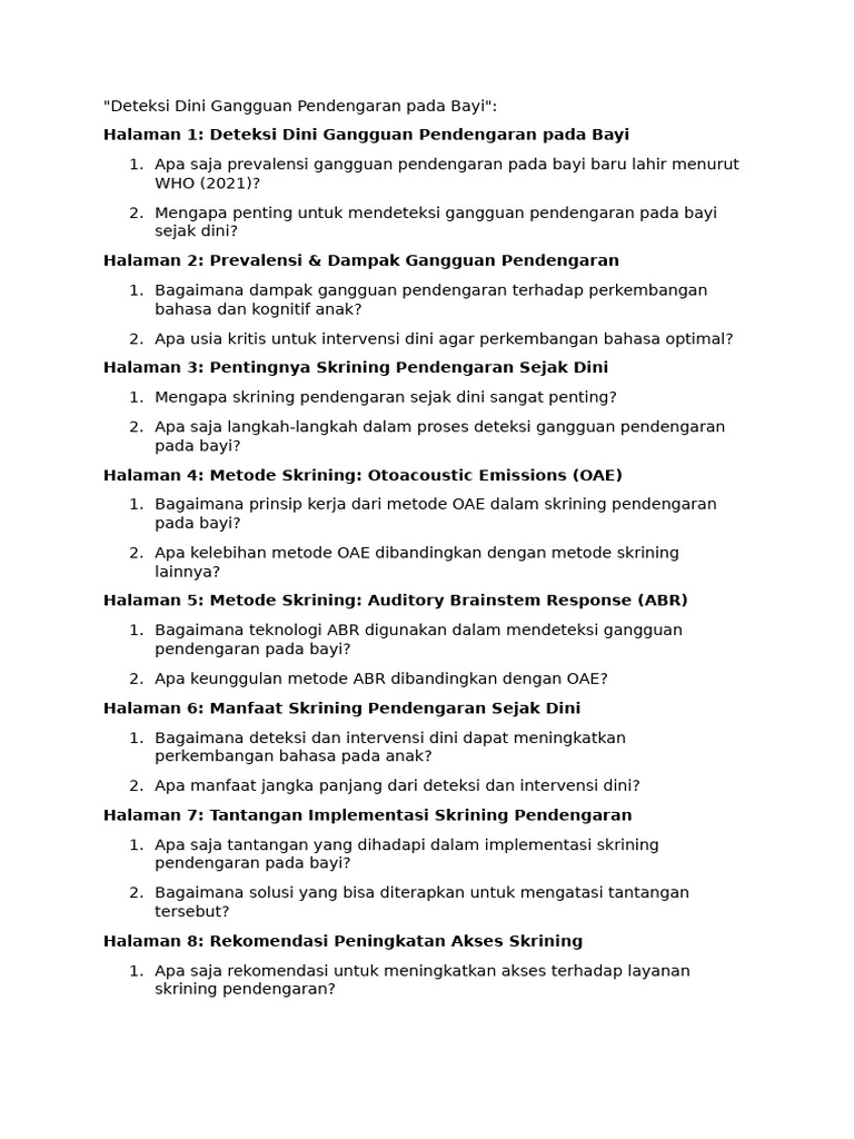 Deteksi Dini Gangguan Pendengaran Bayi | PDF