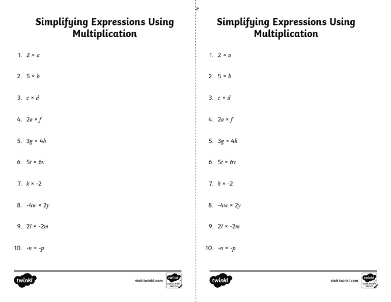 Simplifying Expressions Using Multiplication | PDF