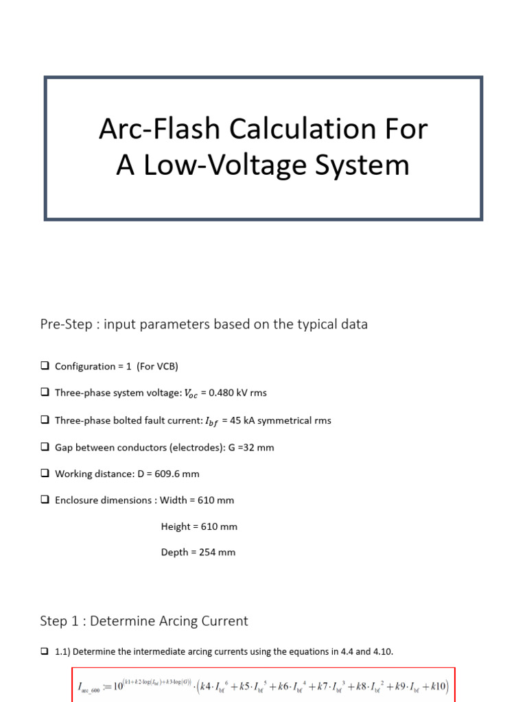 AF Calculation For A Low Voltage System | PDF | Electric Arc ...