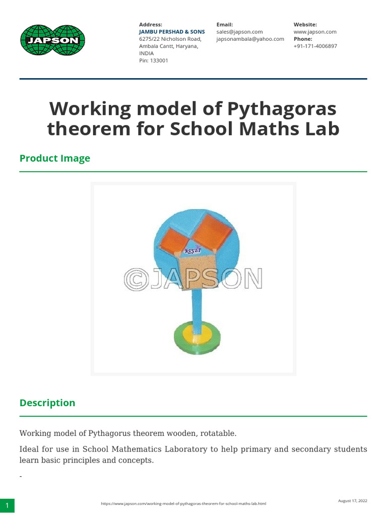 Working Model of Pythagoras Theorem | PDF