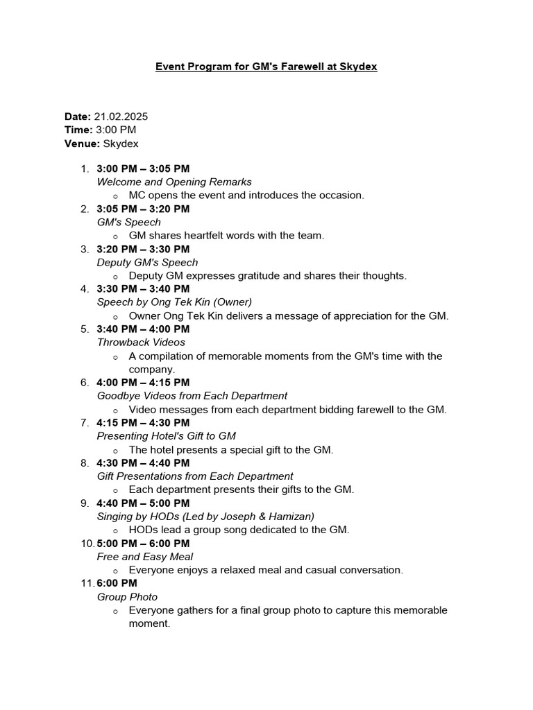 GM Farewell Program | PDF