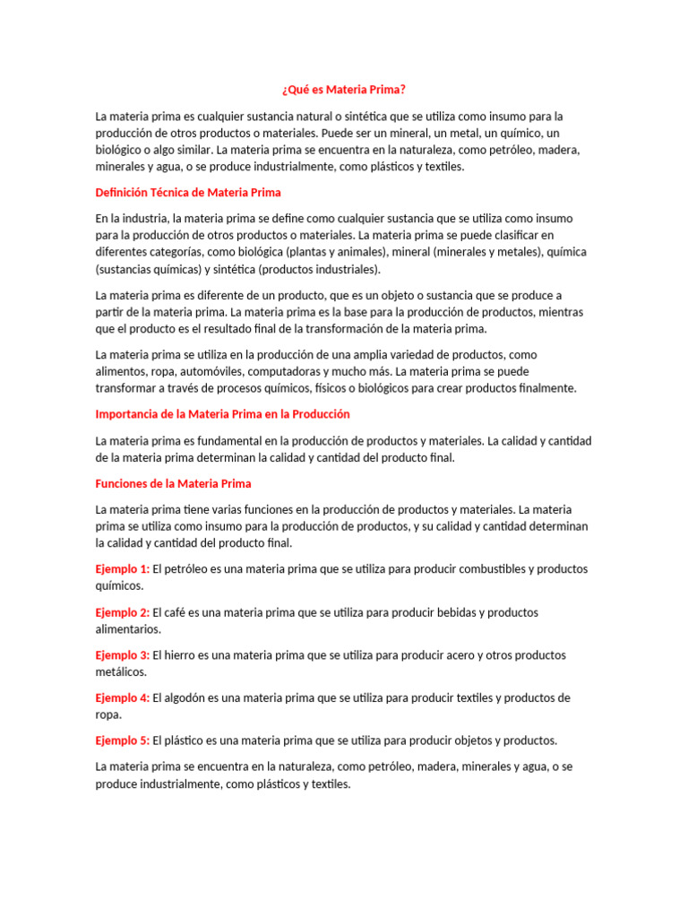 Qué Es Materia Prima | PDF