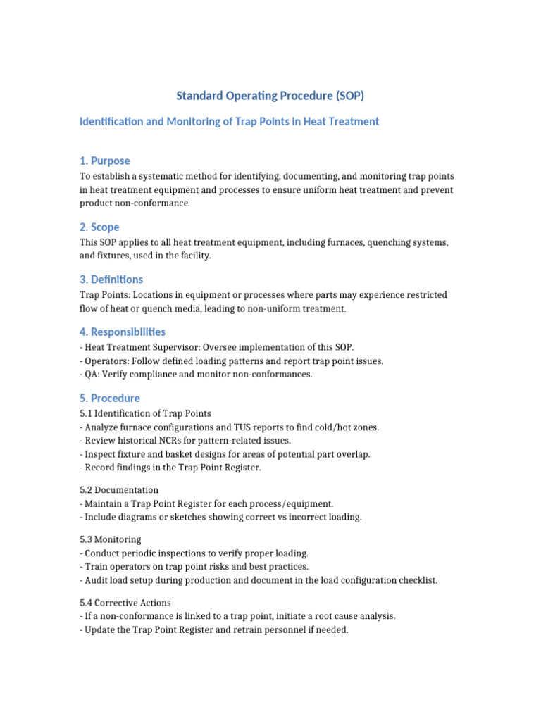 SOP Trap Point Identification Monitoring | PDF