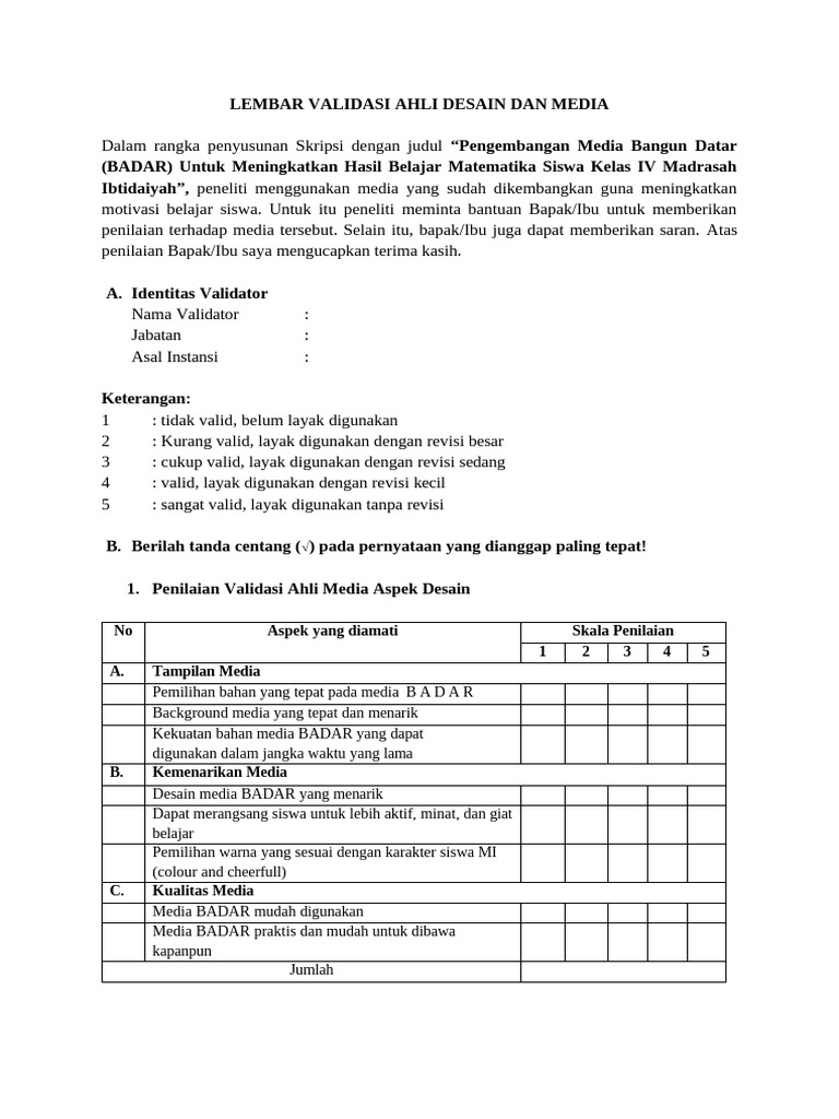 Validasi Ahli Media dan Desain | PDF