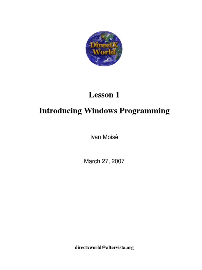 Lesson 1 Introducing Windows Programming: Ivan Moisè | PDF ...