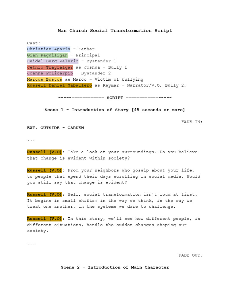 ManChurch-Group-5-Social-Transformation-Script | PDF