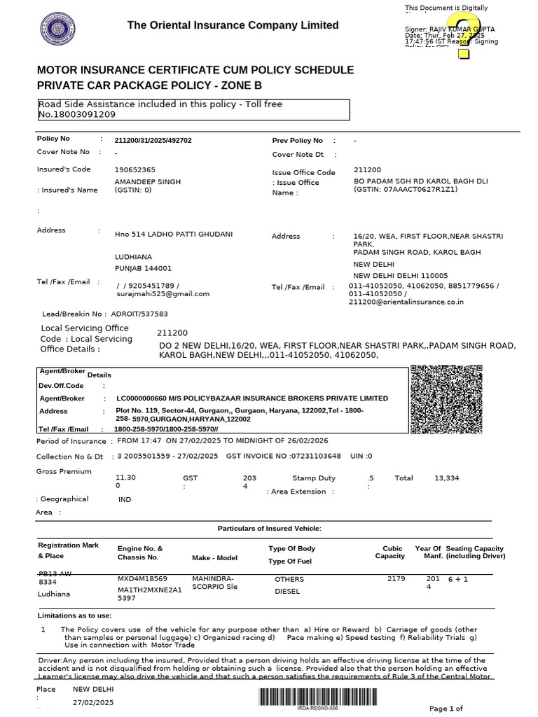 PolicyDocument 773958283 | PDF | Insurance | Private Law