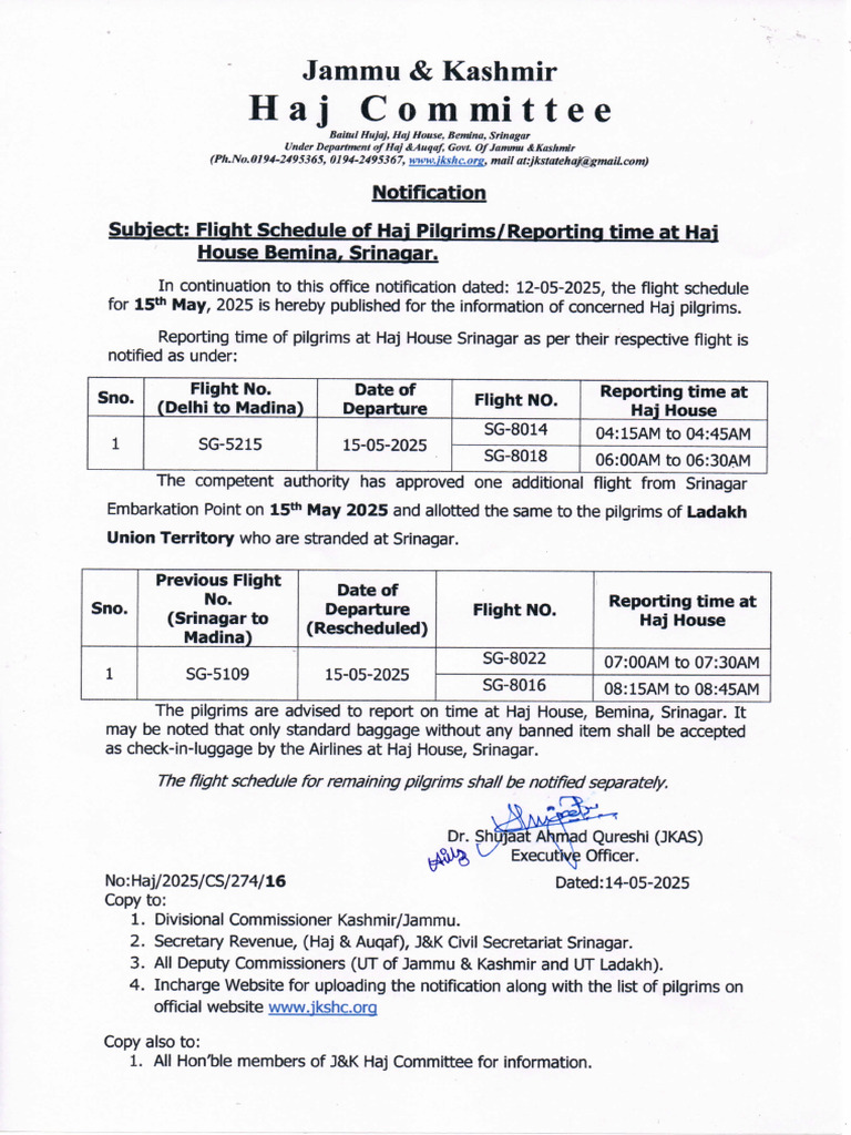Flight Schedule For 15th May 2025 | PDF